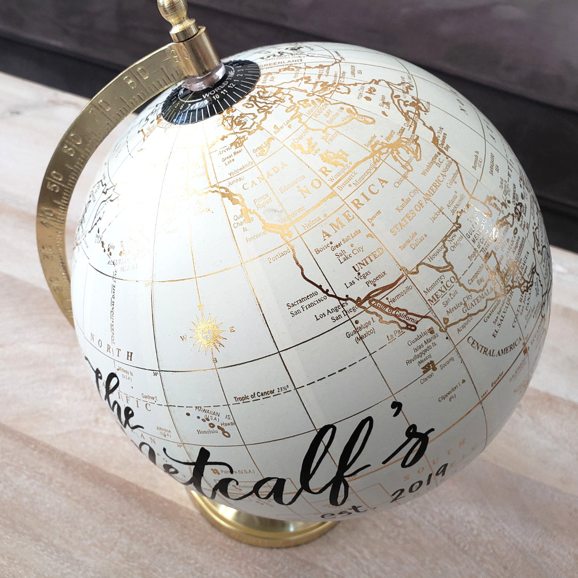 10" Personalized Gold Globe | Wedding Guest Book Alternative – The ...