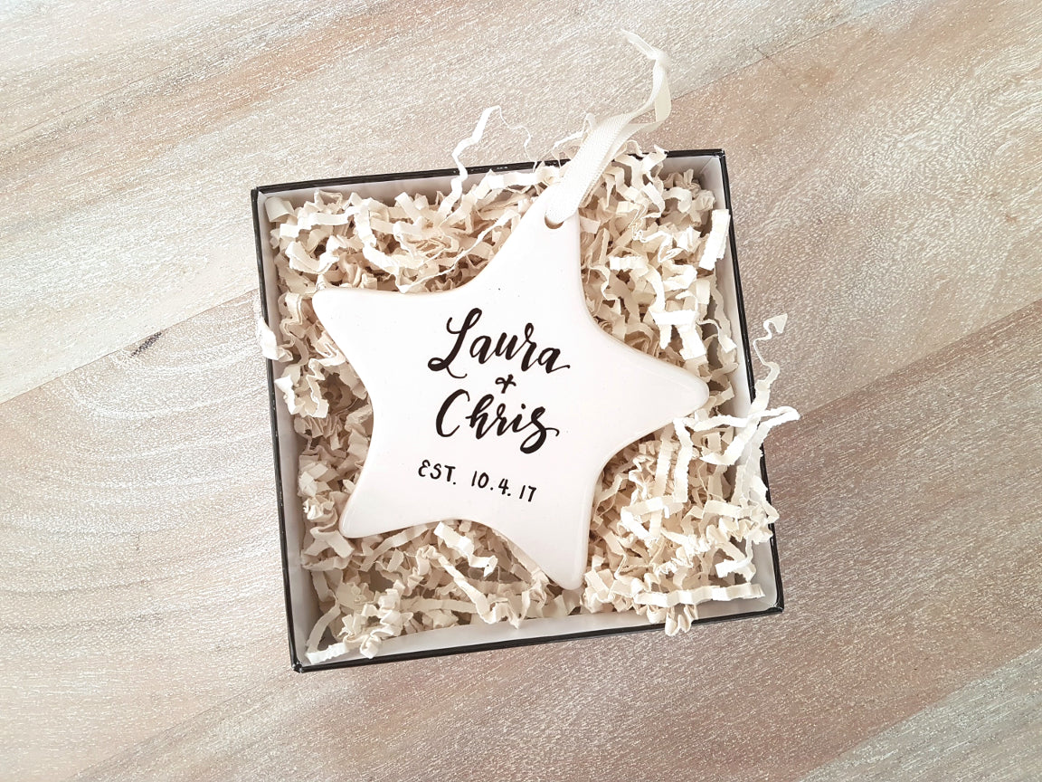 Personalized Baby's First Christmas Ornament | Ceramic Glass Star – The ...